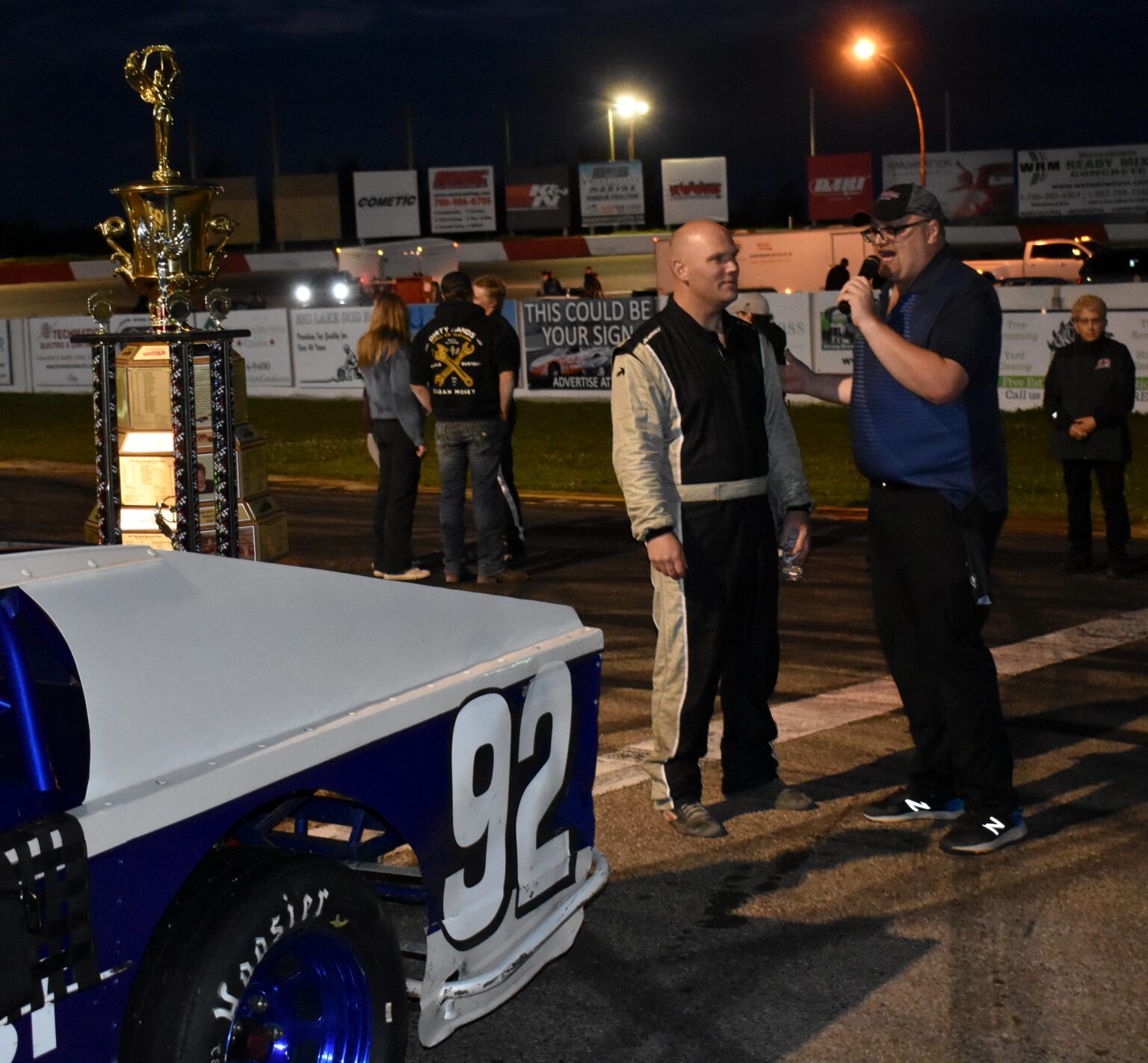 Mike Clark won the 24th Annual IMCA Roy Ross Memorial Race at EIR