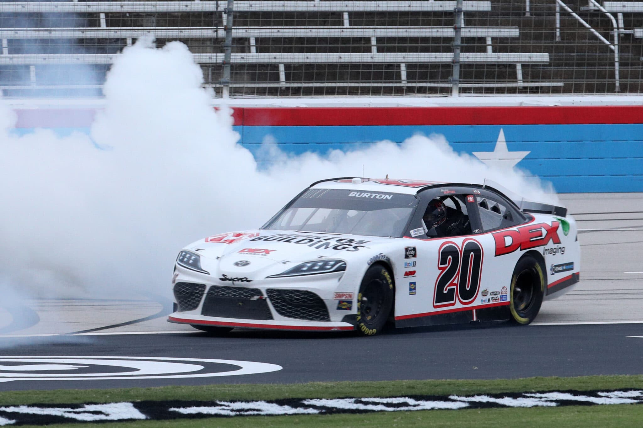 Harrison Burton took the lead on the last lap in the last corner for ...