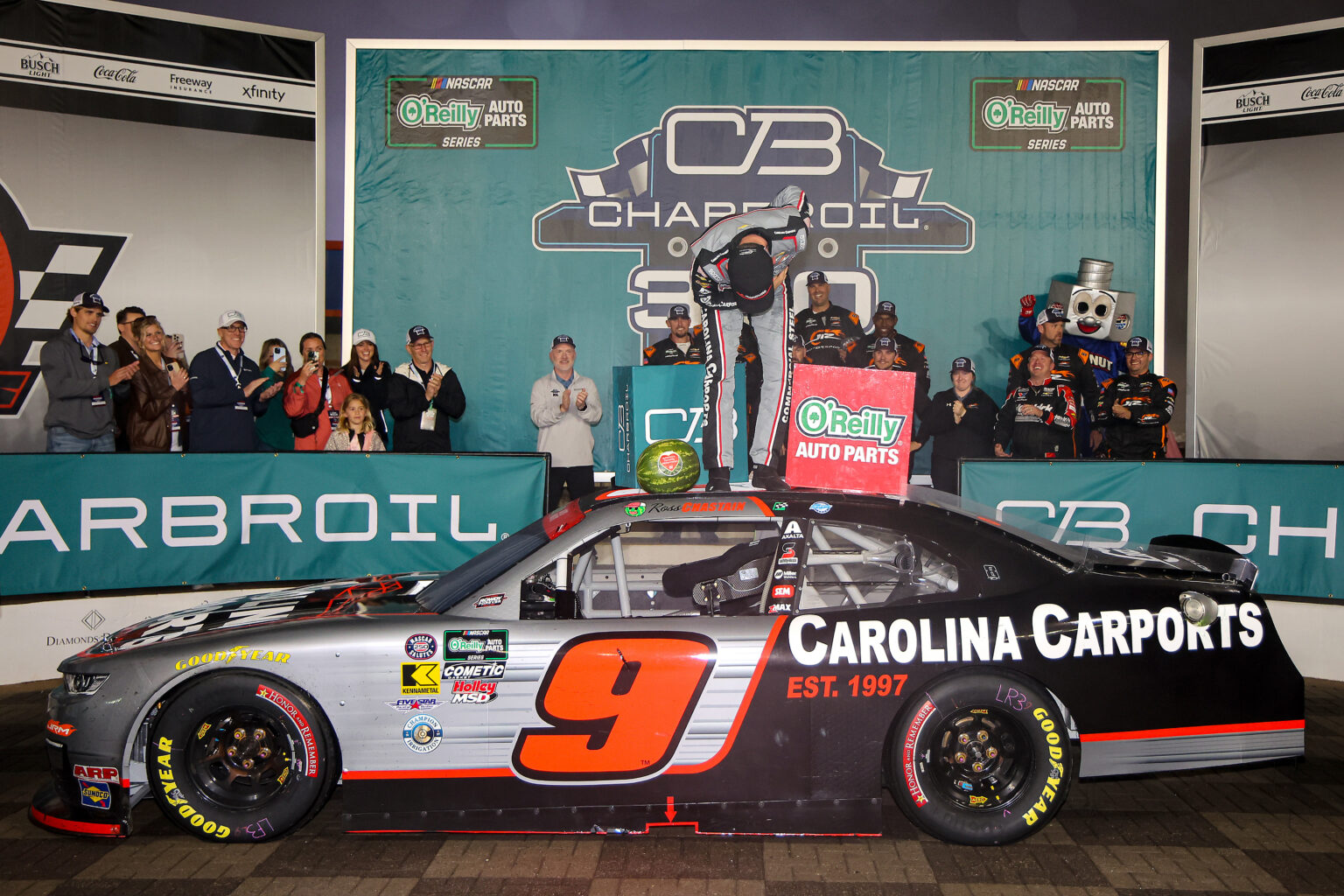 Ross Chastain won the NASCAR OReilly Auto Parts Series Charbroil 300 at ...